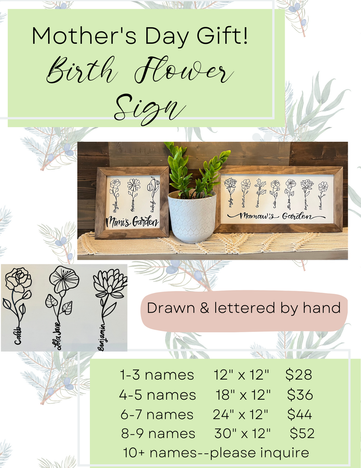 Birth Flower Sign – Meadows Lane Lettered